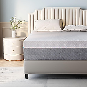 14 Inch Full Memory Foam Mattress, Fiberglass Free Mattress Bed in a Box, Gel Mattress Medium Firm Mattress, CertiPUR-US Certified, 54”x75”x14”, White
