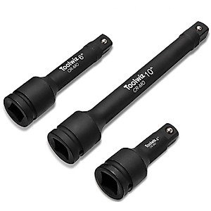 Toolwiz 3/4” Drive Impact Extension Bar 4”, 6”, 10” (3 Piece) Cr-Mo Steel, Expand the Range of Impact Drivers, Organized in PVC Box - Black 3/4 Drive Impact Socket Set 3/4 drive socket set