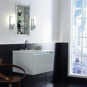 Robern RC1626D4FP1 R3 Series Single Door Mirrored Medicine Cabinet with Plain Door, Plain