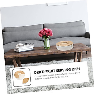 Tofficu 1 Set Office Fruit Plate Round Decorative Tray Chip Box Plastic Serving Tray Serving Plate Wrought Iron Plastic Spraying White Snack Plate Fruit Serving Tray Dried Fruit Box Food