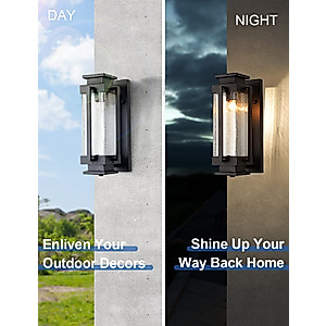 EERU Dusk to Dawn Outdoor Wall Lanterns Large Exterior Porch Lights Wall Mount IP65 Waterproof Outdoor Sconces with Seeded Glass Outside Wall Lamp for House Garage Front Porch Patio