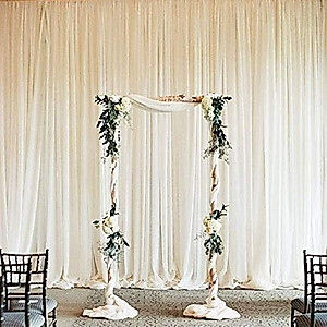 QueenDream Ivory Chiffon Backdrop Wedding Decoration Party Stage Decorative Backdrop Background Curtain 10ftx8ft Photo Studio Backdrop