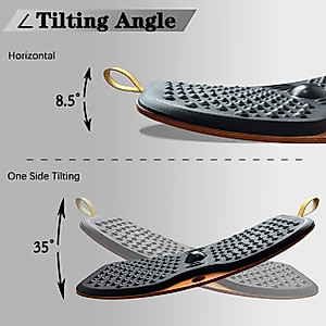 VWINDESK Standing Desk Anti Fatigue Mat Balance Board, Non-Slip Bottom Wooden Wobble Ergonomic Design, Foot Massage for Office Fitness Orange in Black, 24.6'' Large