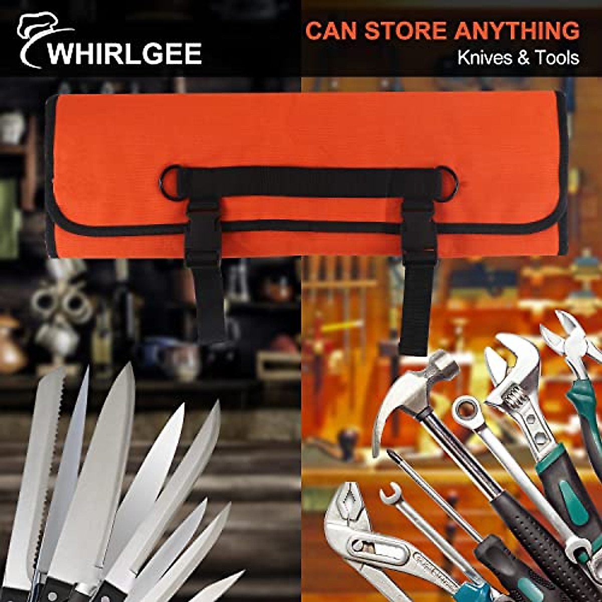 Chef Knife Roll Bag - 20 Total Pockets for Knives and Kitchen Utensils - with an Adjustable Shoulder Strap and Handle,Perfect for the Traveling Chef and Culinary Students -Knives Not Included