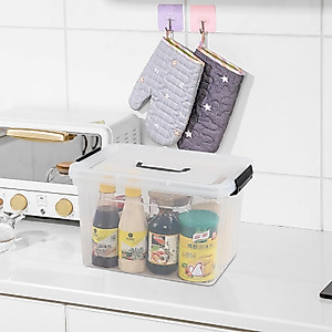 Ucake 12 Quart Plastic Storage Latch Box with Handle, Plastic Bin with Lid, 6 Pack