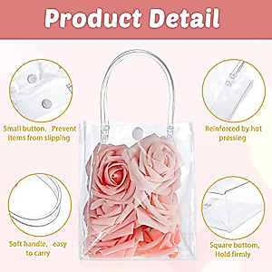 20 Pieces Clear PVC Gift Bags with Handles 5.9 x 5.1 x 2.76 Inch Transparent Gift Bags Plastic Reusable Gift Bag Shopping Wedding Clear Goodie Bags Clear Candy Bags Totes for School Birthday Party