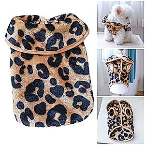 GRASARY Pet Vest Leopard Printed Dog Pajamas Doll Collar Dog Sweater Hoodie Puppy Pajama Costume Leopard XS