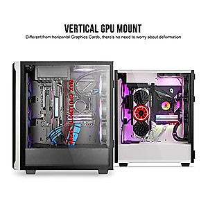 Segotep T1 Full-Tower E-ATX Gaming PC Case, Graphics Card Vertical Mounting w/Tempered Glass Side Panel, USB 3.0 Type-C I/O, Cable Management/Optional 360mm Radiator (No Fan Included)