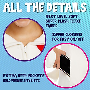 Funziez! Slim Fit Adult Onesie - Animal Halloween Costume - Plush Fruit One Piece Cosplay Suit for Women and Men