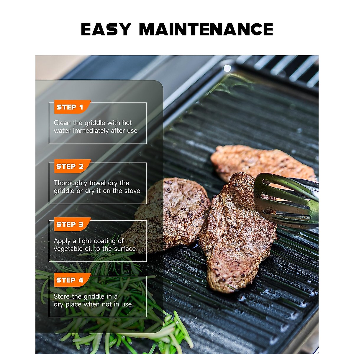 DARTMOOR 2-in-1 Reversible Cast Iron Griddle, 18 in Pre-Seasoned Cast Iron Grill Pan with Pan Scrapers, Double Side Rectangular Frying Pan with Non-Stick Surface, Indoor & Outdoor Use