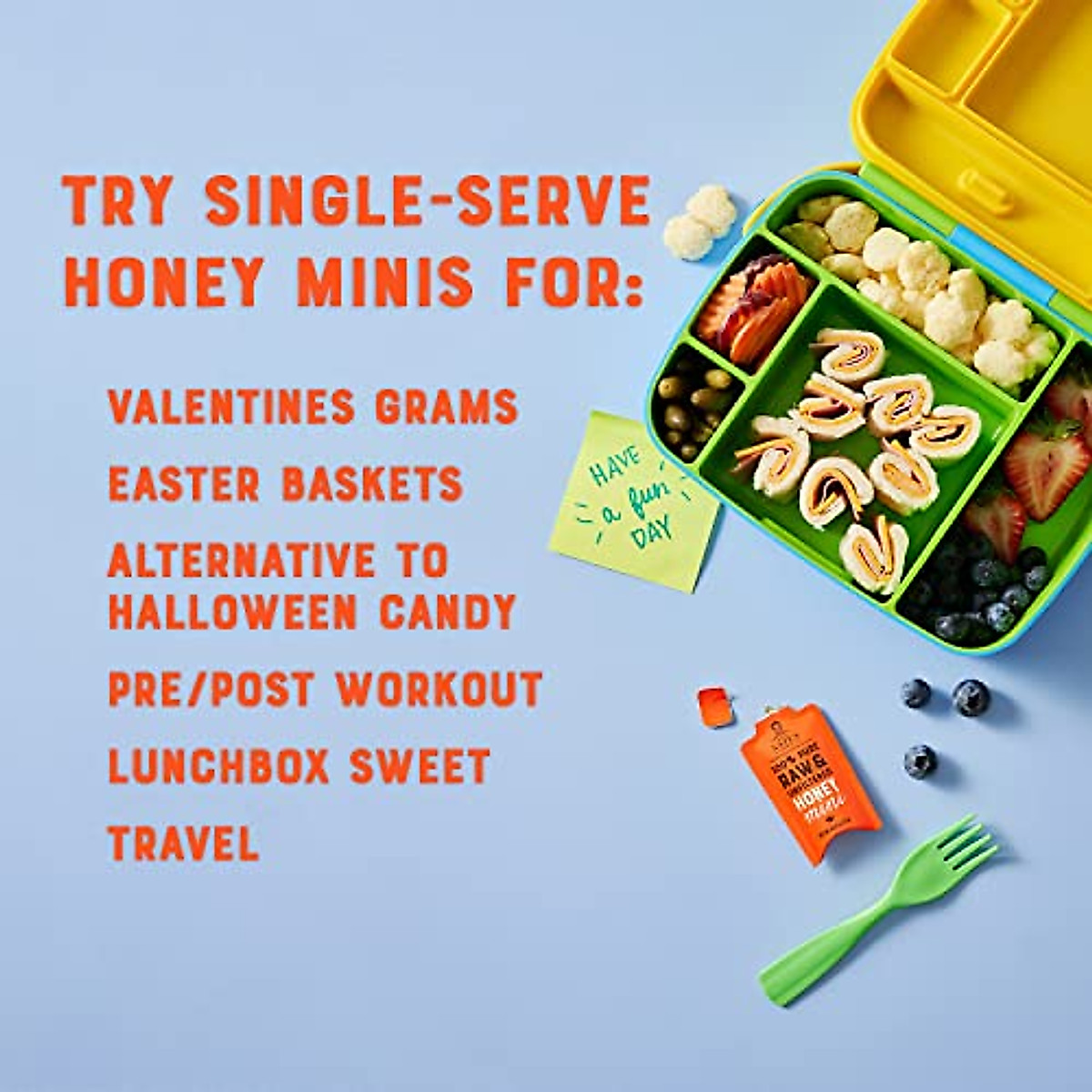 Nate's Honey Minis - Single-Serve 100% Pure, Raw & Unfiltered Honey – 0.49oz Packets, 20ct box