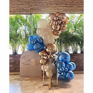 Blue Graduation Balloon Garland Arch Kit Metallic and Macaron Gold and Metallic for Birthday Party Decorations Wedding Bridal Baby Shower Ivory White