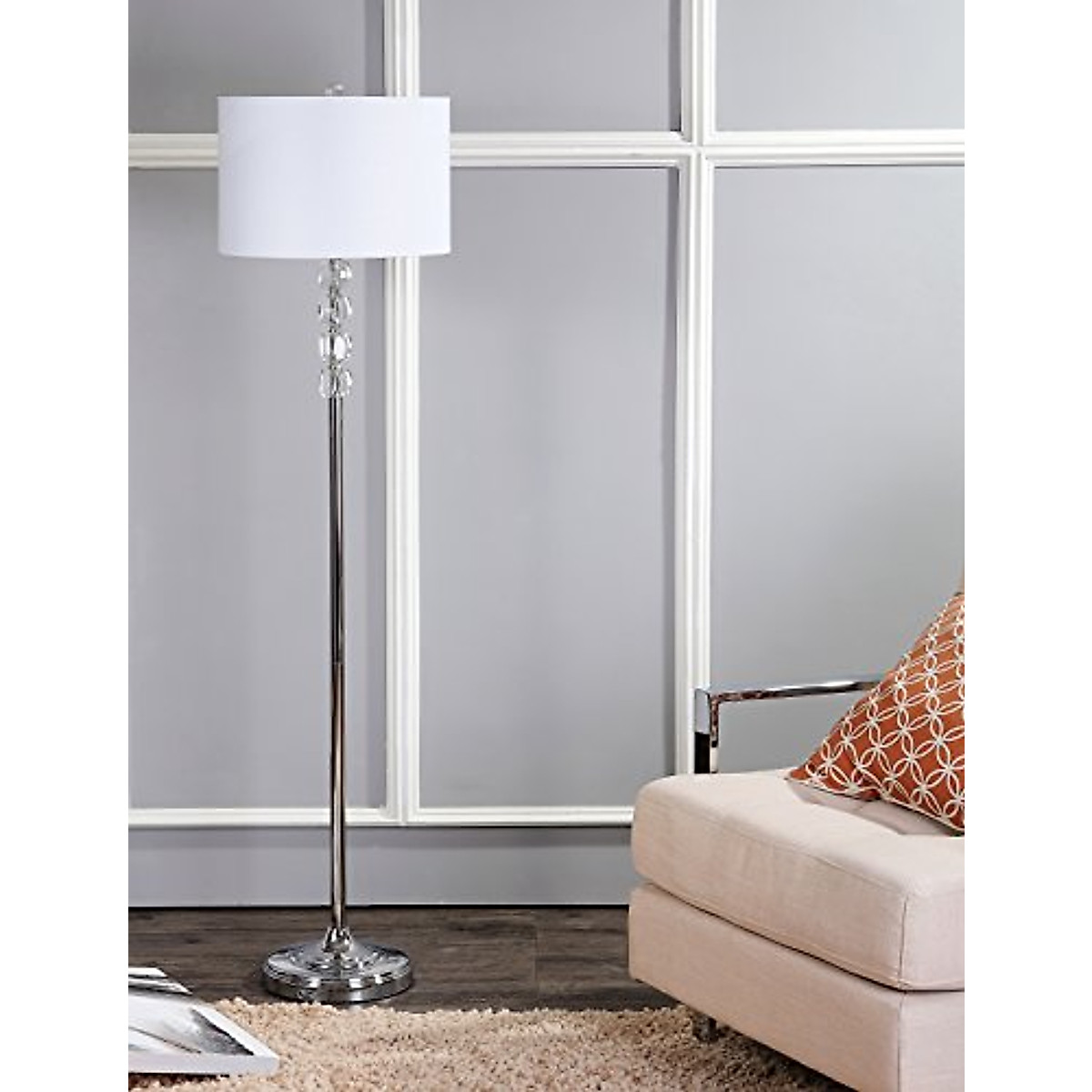 JONATHAN Y JYL2028A Aubrey 59.5" Crystal/Metal LED Floor Lamp Contemporary,Glam,Transitional for Bedrooms, Living Room, Office, Reading, Clear/Chrome