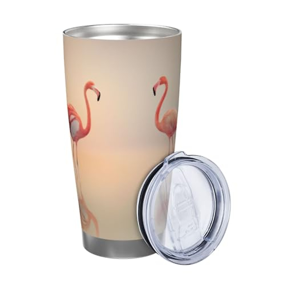 Flamingo 20oz Insulated Stainless Steel Tumbler With Lids And Straws, Double Wall Vacuum Travel Coffee Mug, Thermal Cup For Cold & Hot Drinks, Reusable Metal Straw & Brush