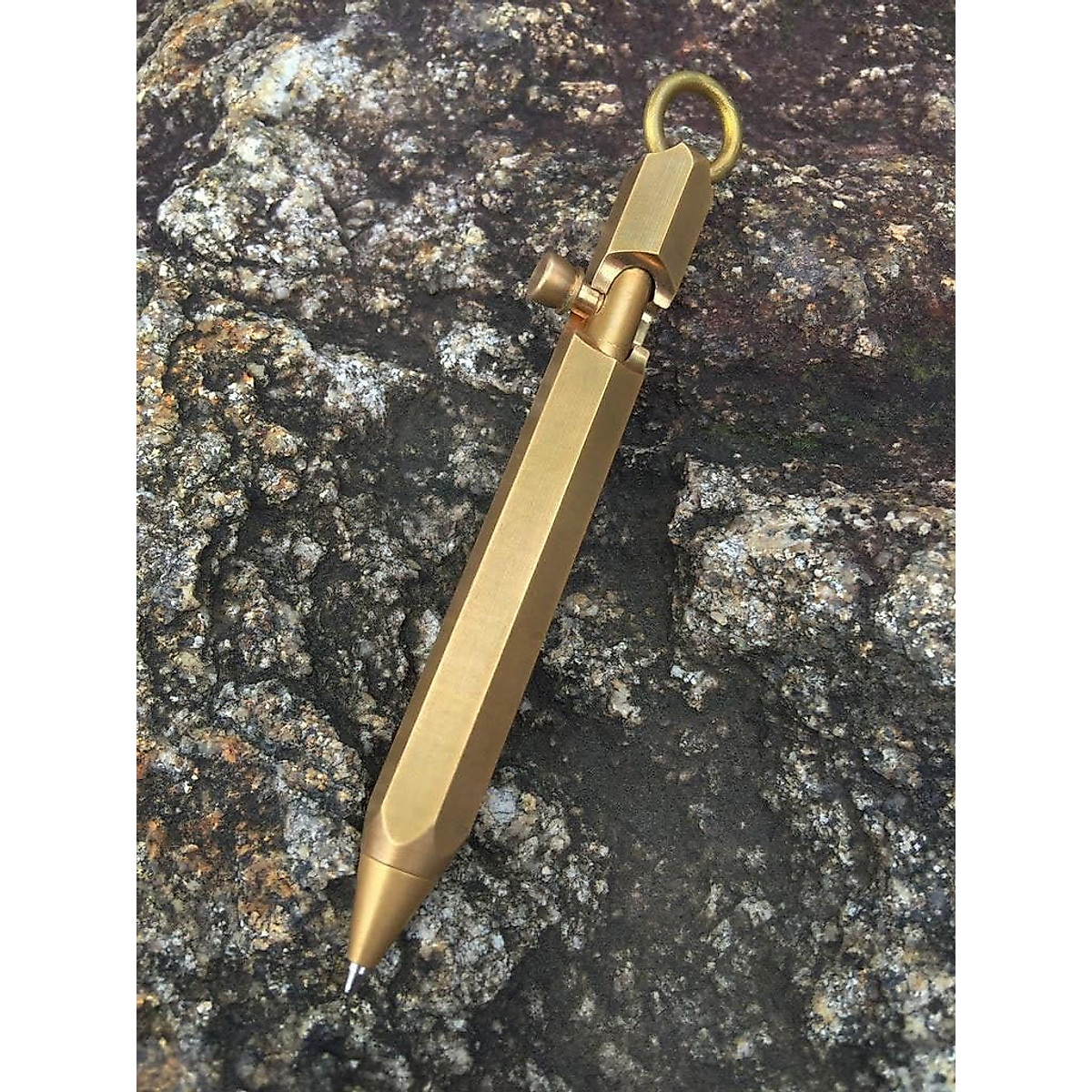 EKLOEN Mini Size Solid Brass Pen, Portable Delicate Signature Pen Six-Edge Ballpoint Pen