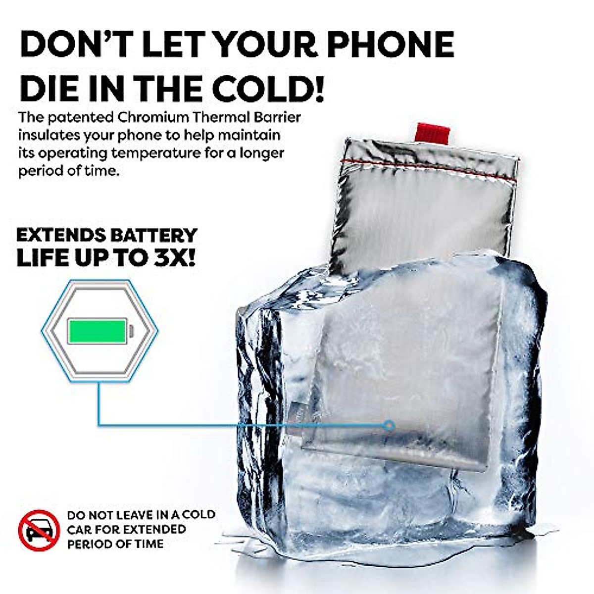 PHOOZY Apollo Series Thermal Phone Case - Insulated, Ultra-Slim Pouch Protects Your Phone from Overheating in The Sun & Extends Battery Life. Floats in Water. AS SEEN ON Shark Tank - Silver - Large