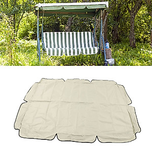 Aqur2020 420D Silver Coated Oxford Fabric Swing Chair Canopy Waterproof Outdoor Swing Canopy Replacement Outdoor Garden Patio Seat Accessories (Beige)