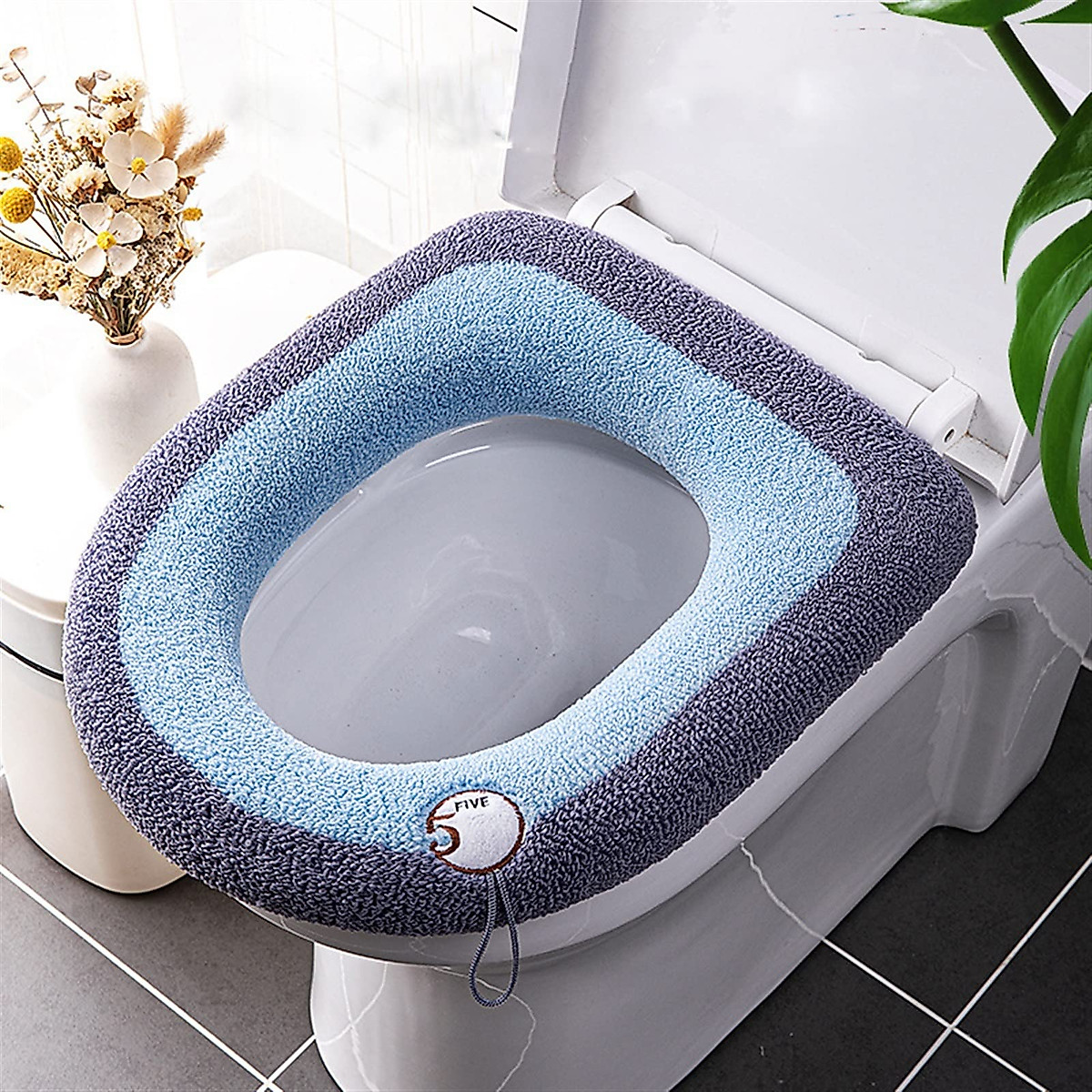 GODENI Winter Bathroom Toilet Seat with Handle Closestool Washable Soft Warmer Mat Pad Cushion Universal Toilet Seat Bidet Covers Toilet seat (Color : Pink)