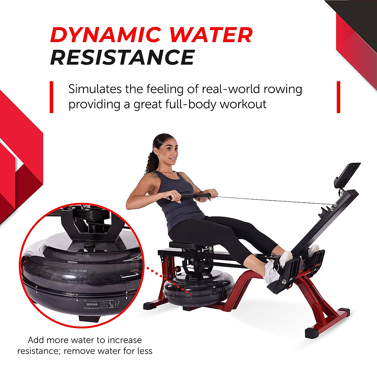 Stamina X Water Rower - Rower Machine with Smart Workout App - Rower Workout Machine with Dynamic Water Resistance - Rowing Machine for Home Gym - Up to 300 lbs Weight Capacity