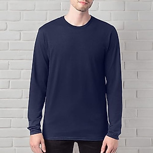 Hanes mens Long-sleeve Premium T-shirt (Pack of 2) fashion t shirts, Navy, Large US