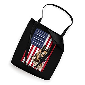 Patriotic German Shepherd Gift USA Flag Dog Owner Tote Bag