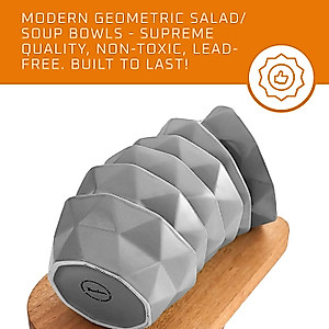 Geometric Ceramic Microwavable Bowls -Oven To Table Bakeware Bowls - Elagent Matte Serving Bowls for Soup, Cereal, Salads, Pasta, Dessert/Snack| Pasta Bowls Set Of 6 | Ramen Bowl (5.3 Inch, Grey)