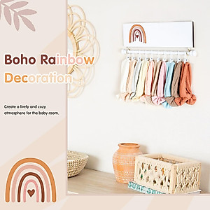 POVETIRE Pacifier Clip Holder Baby Bibs Organizer, Neutral Baby Bandana Drool Bibs Holder - Baby Burp Cloths Organizer Storage Hanging Wall Decor for Nursery Newborn Infant Girls and Boys Room