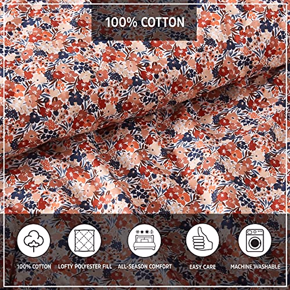 Wrangler- Queen Duvet Cover Set, Reversible Cotton Bedding Set with Matching Sham(s), Casual Home Décor (Prairie Floral Red, Queen)