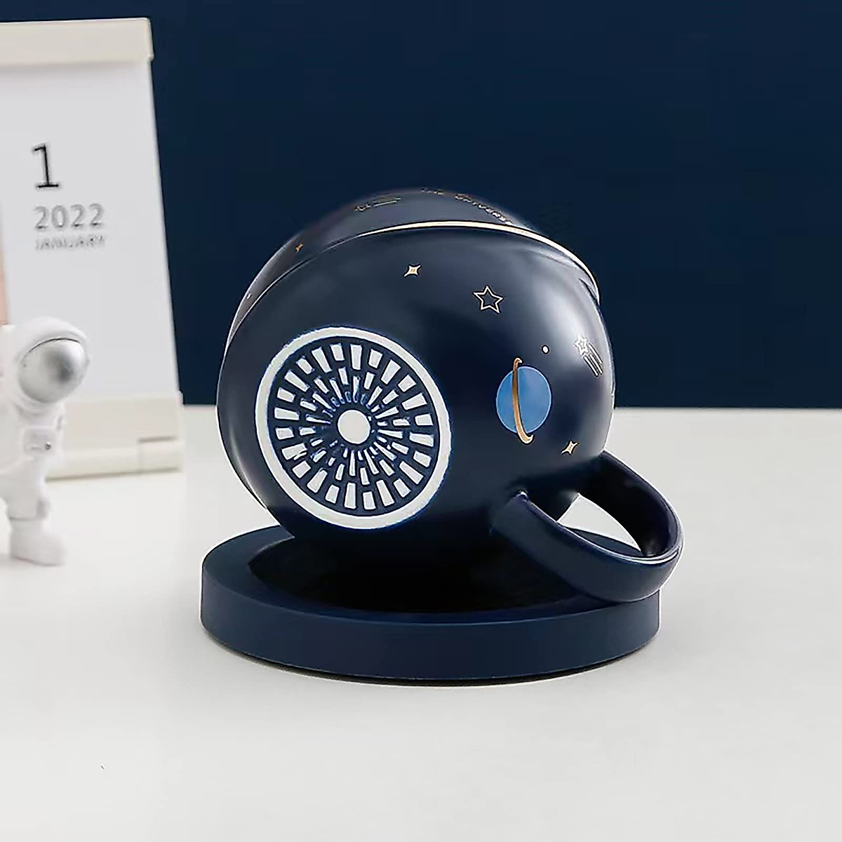 Portable Beverage Warmer Insulation Pad Mug Warmer Constant Temperature Mug Heating Pad Gravity Induction for Tea Tea Coffee Milk Glass Cup (Planet Space Dark Blue)