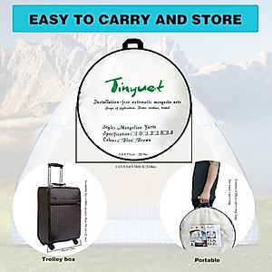 Tinyuet Mosquito Net for Bed, Portable Single Door Pop-up Mosquito Netting with Net Bottom, 39.3x78.7in Bed Tent for Indoor and Outdoor Use, Insect Screen - Blue Edge