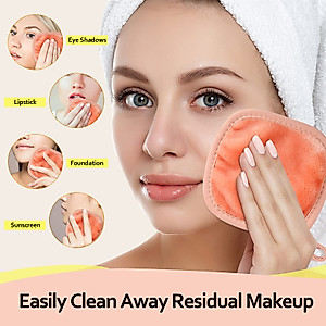 HOMEXCEL Makeup Remover Cloth 12 Pack, Reusable Makeup Remover Pads, Washable Ultra Soft Facial Cleansing Cloths For All Skin Types, 5 X 5 In, Pink