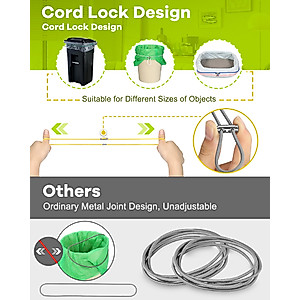 Rosaver Garbage Can Bands Cord Lord Design Adjustable Large Trash Can Rubber Bands Fits 8-33 Gallon Trash Cans Multifunction Bands Litter Box Bands for Kitchen Tables Picnic Party (Black,White,Grey)