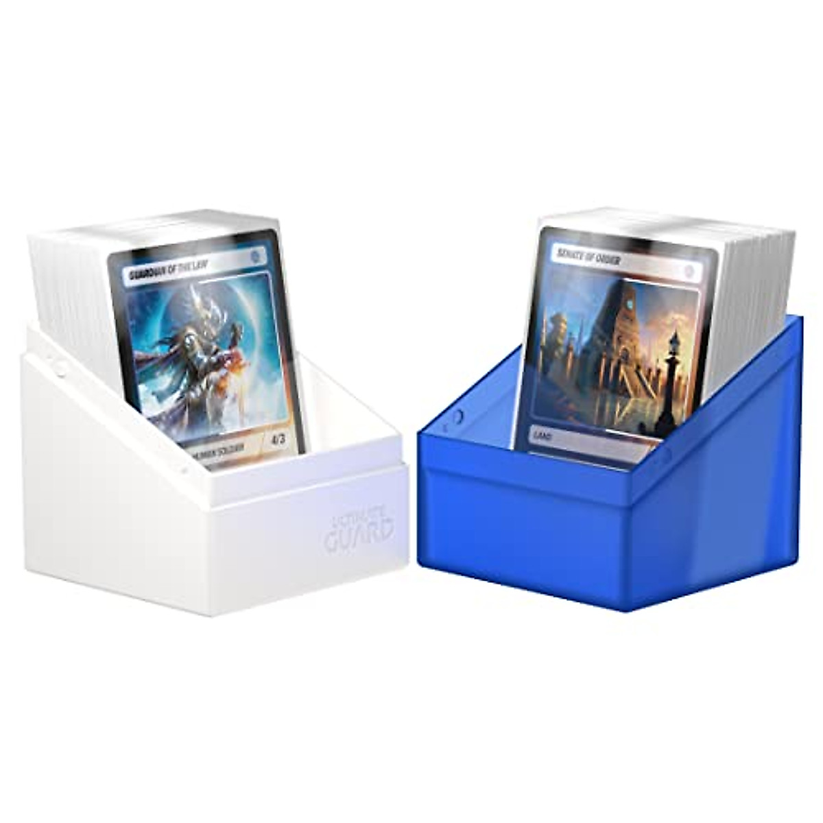 Ultimate Guard Boulder Synergy 100+, Deck Case for 100 Double-Sleeved TCG Cards, White/Blue, Secure & Durable Storage for Trading Card Games