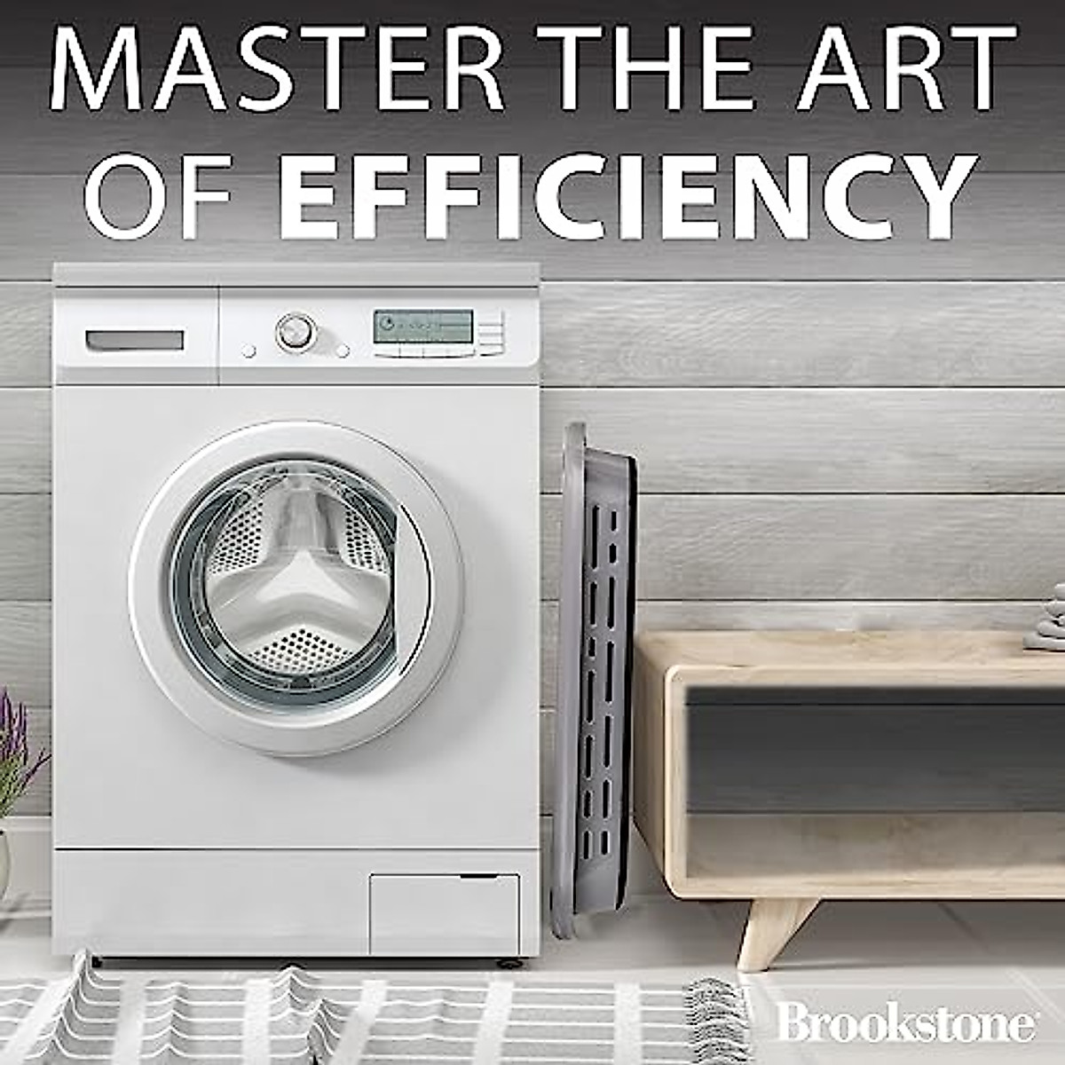 BROOKSTONE, 1 UNIT, 11 GALLONS - [OUR LARGEST BASKET EVER] 24" Collapsible Laundry Basket, Comfort Non-Slip Grip Handles, Minimalist Space Saving Design, Portable Pop-Up Hamper, [BPA FREE]