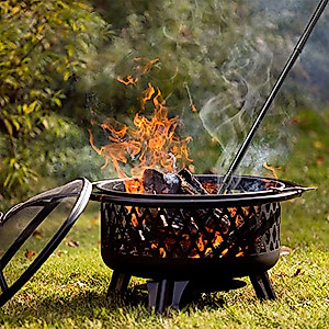 Outdoor Fire Poker for Fire Pit, 46 inch Camping Fire Poker for Fire Pit Outside, Heavy Duty Outdoor Indoor Fire Stoker, Firepit Tools Accessories for Party Campfire Black