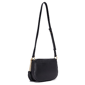 MICHAEL Michael Kors Womens Elyse Leather Signature Saddle Handbag Black Medium