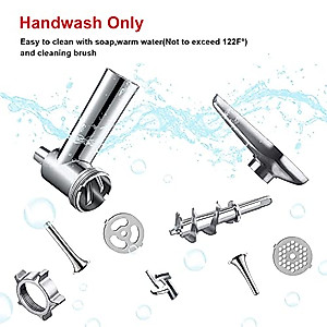Metal Meat grinder attachment for KitchenAid stand mixers, Meat Grinder Attachment Includes 4 Grinding Plates, 3 Sausage Stuffer Tubes, 2 Grinding Blades, Meat Grinder and Sausage Stuffer by COFUN