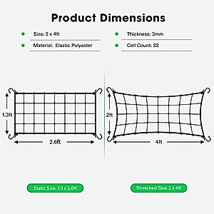 VIVOSUN 2 x 4Ft. Elastic Trellis Netting with 4 Hooks for Climbing Plants, Vegetables, Fruits, and Flowers, 1-Pack