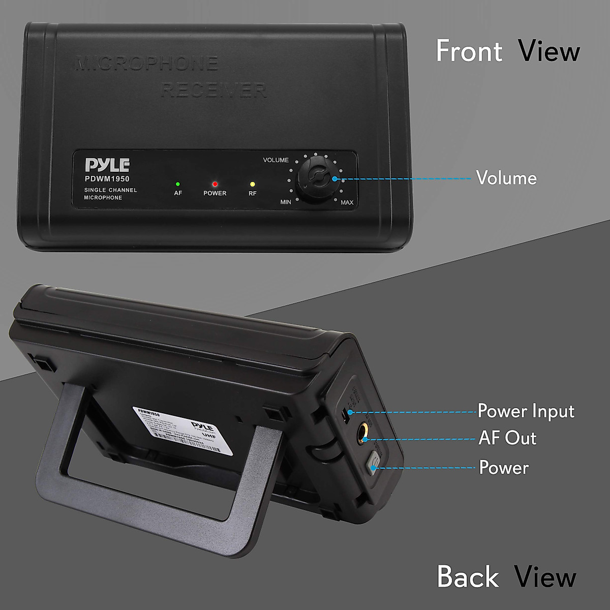 PYLE Compact UHF Wireless Microphone System - Pro Portable Single Channel Desktop Digital Mic Receiver Set w/ 1 Handheld Mic, Receiver Base, USB Cable, Battery, for Home, PA, Karaoke, DJ PDWM1950