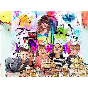 Tayl-or Happy Birthday Backdrop Birthday Party Banner, Swift Singer Themed Birthday Party Supplies, Happy Birthday Banner Shoot Photo Backgrounds Props for Boys and Girls Party