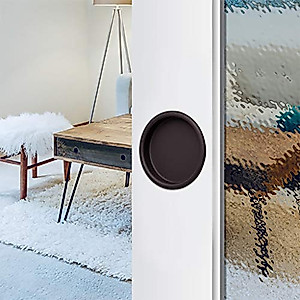 4 Pack Closet Door Finger Pull 2-1/8'', Oil Rubbed Bronze Inset Handle, Easy Snap-in Round Mortise Cup Recessed Door Pull