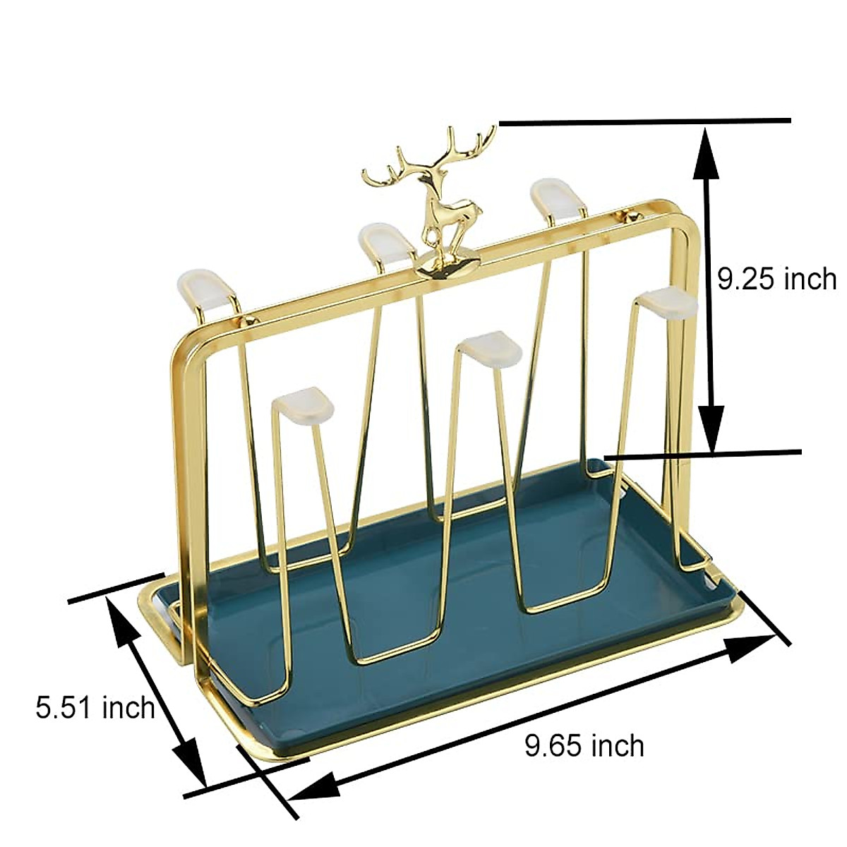 WondMall Bottle Drying Rack, Water Bottle Organizer, Grass Bottle Drying Rack, Bottle Rack Dryer, Mug Rack with Golden Deer Handle, Pack of 2