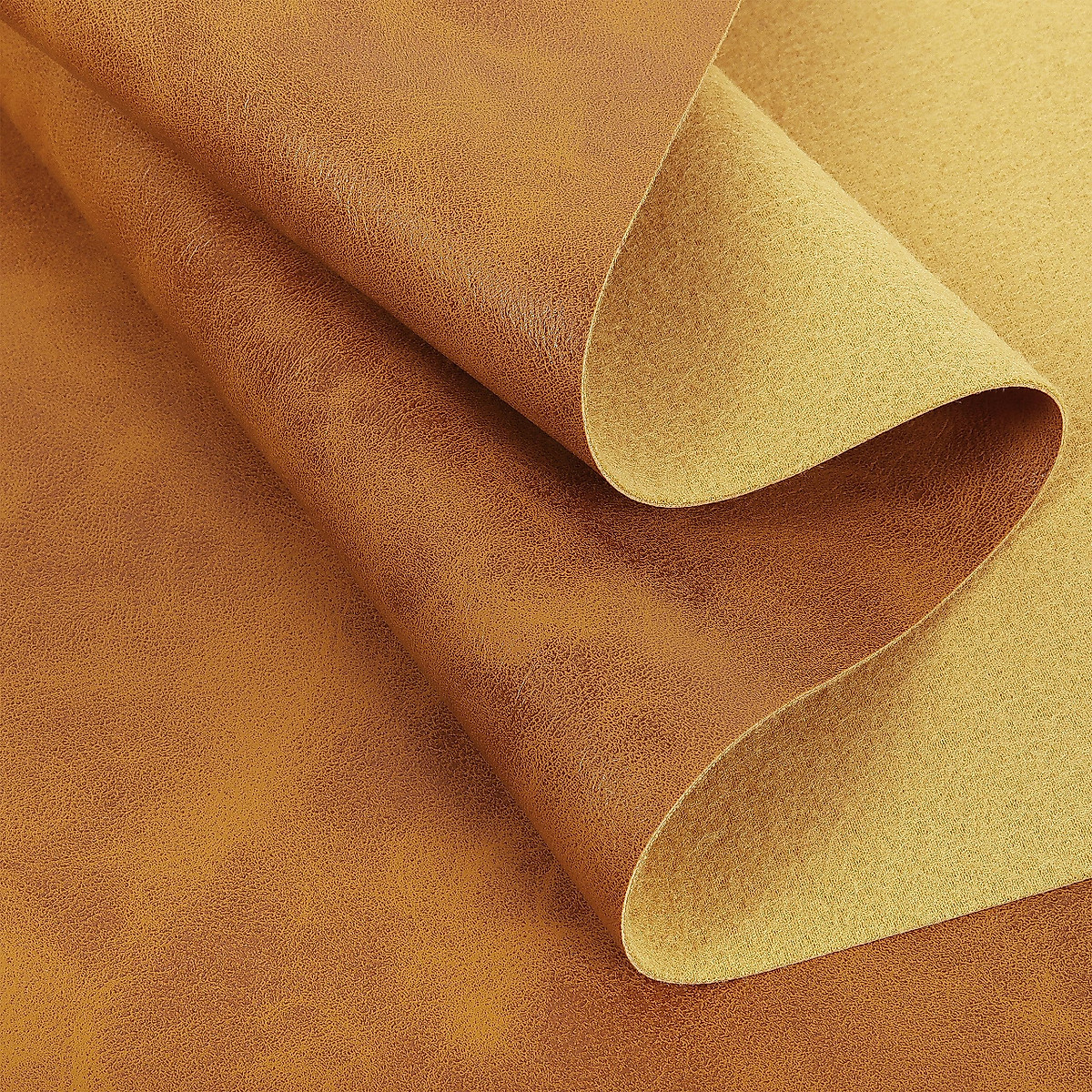 LOTOFUN Upholstery Faux Leather Sheets: 52"x36" Caramel PU Artificial Leatherette Vegan Synthetic Pleather Fabric by The Yard for DIY Crafts