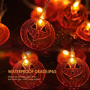 ITICdecor Halloween Pumpkin String Lights Battery Operated 15Ft 30 LED Orange Pumpkins Fairy Light Indoor Outdoor for Halloween Thanksgiving Fireplace Party Patio