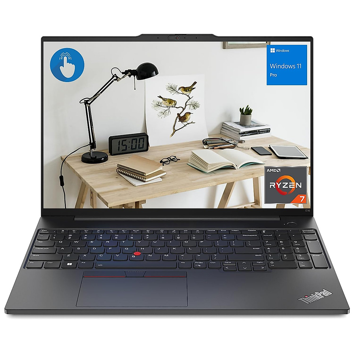 Lenovo ThinkPad E16 Business Laptop, 16" WUXGA Touchscreen, AMD Ryzen 7 7730U, 24GB RAM, 1TB SSD, Webcam, HDMI, Backlit Keyboard, Fingerprint Reader, Wi-Fi 6, Windows 11 Pro
