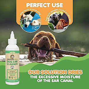 Dog Ear Cleaner Solution with Peppermint. Our Ear Cleaner for Dogs Helps to Remove Wax, Debris & Odor in Pets. Natural Puppy and Dog Ear Wash or Otic Cat Ear Cleaner Drops. No More Dog Head Shaking.