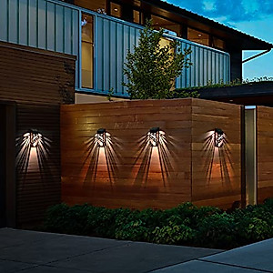 Anordsem Solar Fence Lights, 6 Pack Outdoor Waterproof Solar Wall Lights Solar Deck Lights for Fence, Deck, Step, Patio, Yard, Pathway and Garden