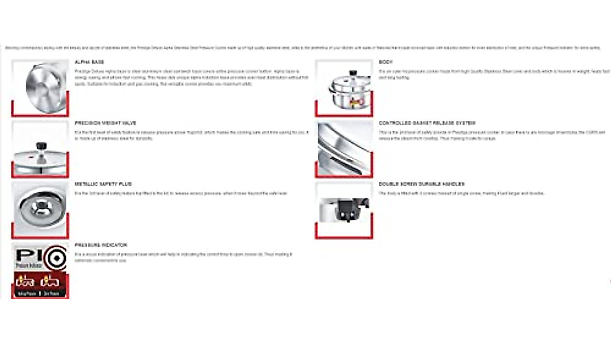 Prestige Deluxe 2L Stainless Steel Pressure Cooker