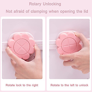 Srutirbo Hair Accessories Organizer for Girls,Portable 3-Layers Plastic Box with Fold Tray and Handle, Lockable Container for Art Supply, Makeup, Nail, Hair Accessories