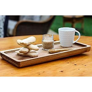 Strova Wood Serving Platters and Charcuterie Trays, Set of 2, Rustic Wooden Servers with Raised Edge, Serve Cheese, Sushi, Holiday Snacks, and More